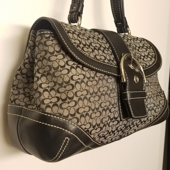 Coach | Bags | Coach Classic Soho Black Signature Top Handle Sat | Poshmark